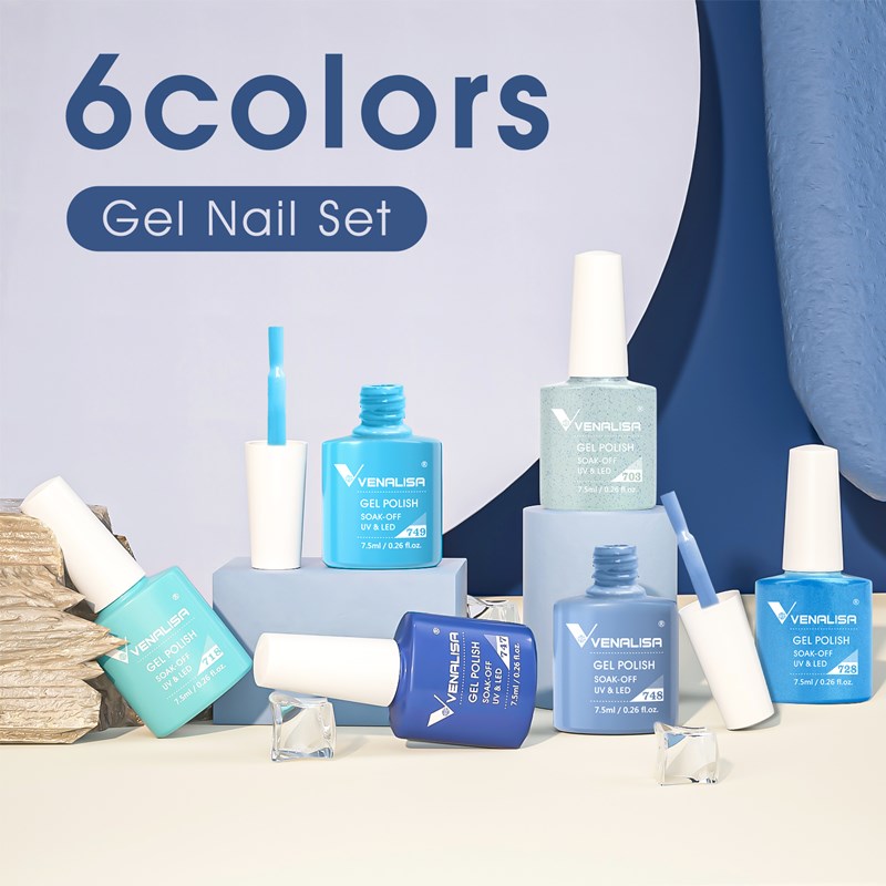 Blue - Venalisa 6 Colors Gel Polish Set