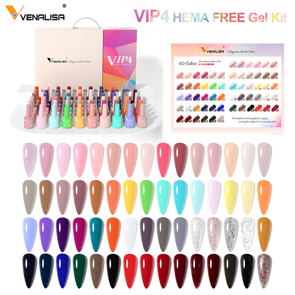 Venalisa VIP4 Gel Nail Polish Kit HEMA Free Of 60 Colors