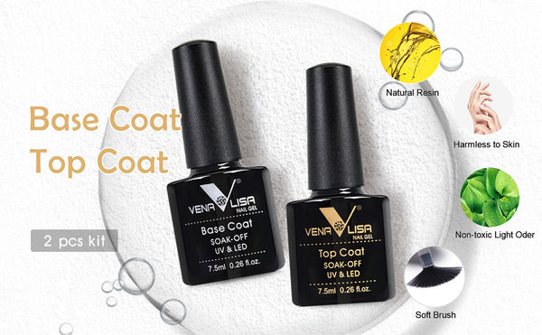Venalisa 7.5ml Base Top Coat Set 2pcs