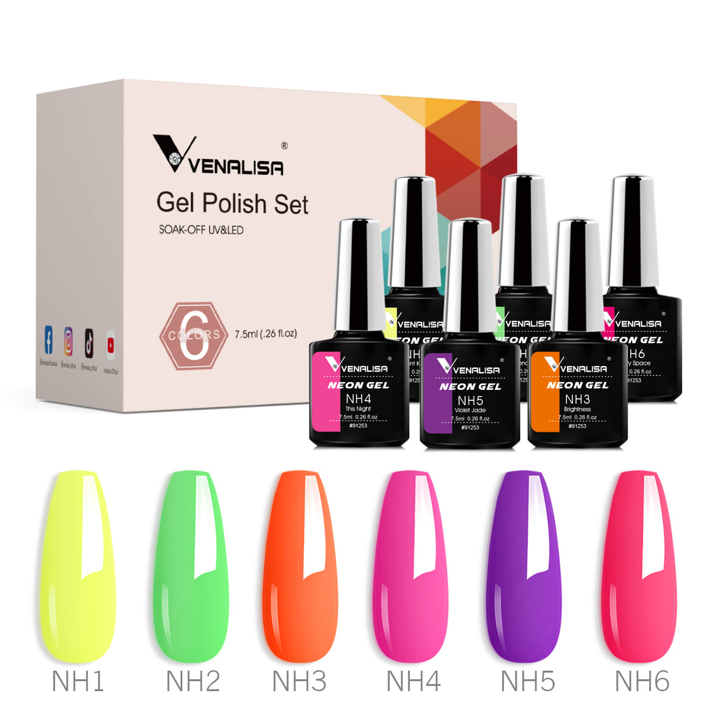 Venalisa Neon Gel Polish 6 Color Set